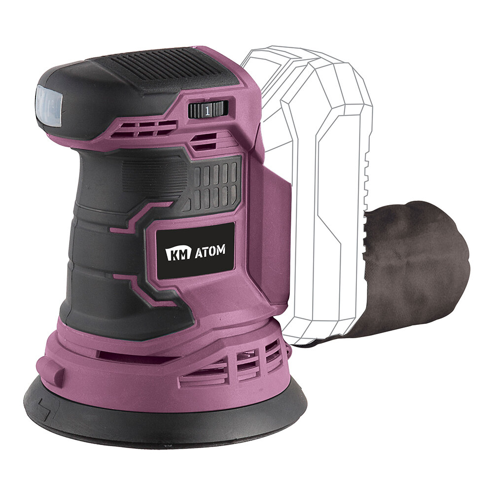 Шлифмашина эксцентриковая аккумуляторная КМ АТОМ 18 В d125 мм без АКБ и ЗУ (CES-181)