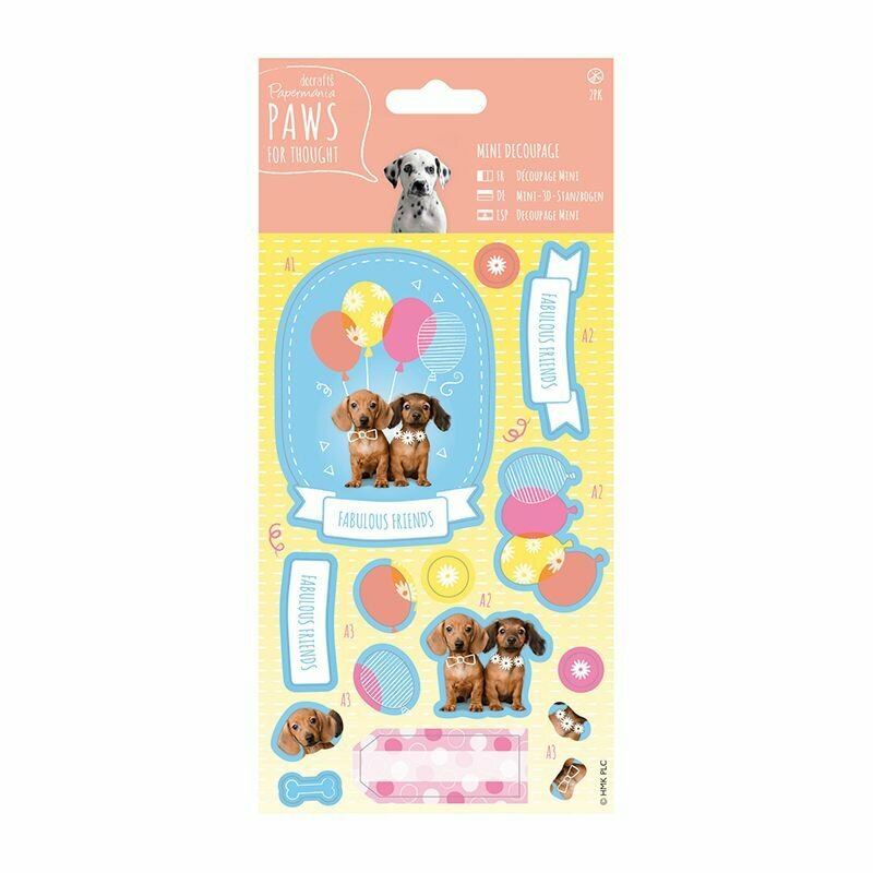 Бумага для папертоля docrafts "Paws for Thought", Щенки, 2 листа, с высеченными элементами