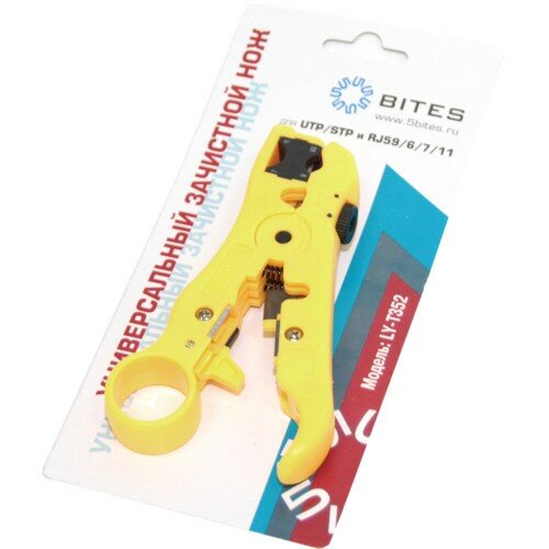 Нож для зачистки кабеля компьютерных и телефонных сетей RJ59/11/7/6 регулировка лезвий винтом 5Bites LY-352