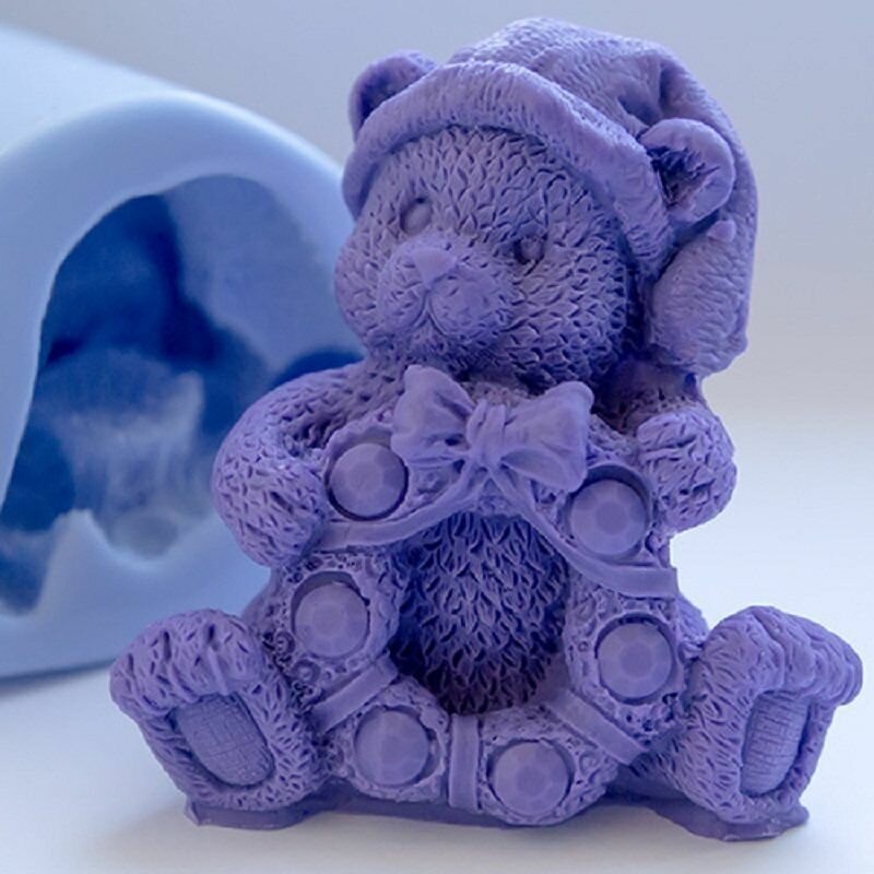 Силиконовая форма для мыла Мишка №2 3D, для свечей, гипса 1шт 7*6,5*4 см