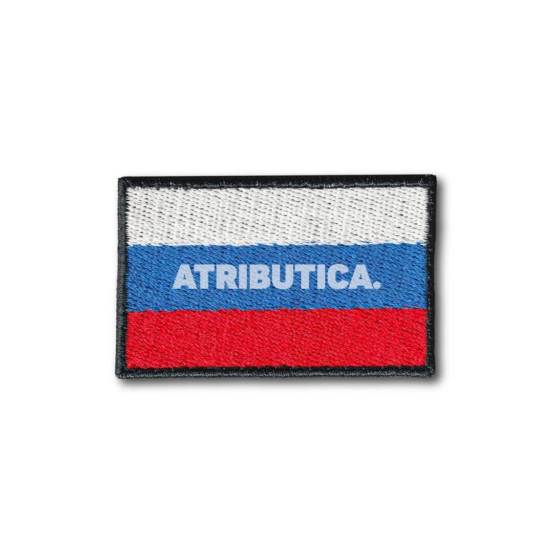 Нашивка ( Шеврон ) На Рукав Флаг России ( Триколор ) 60х40 мм (Черный / На липучке)