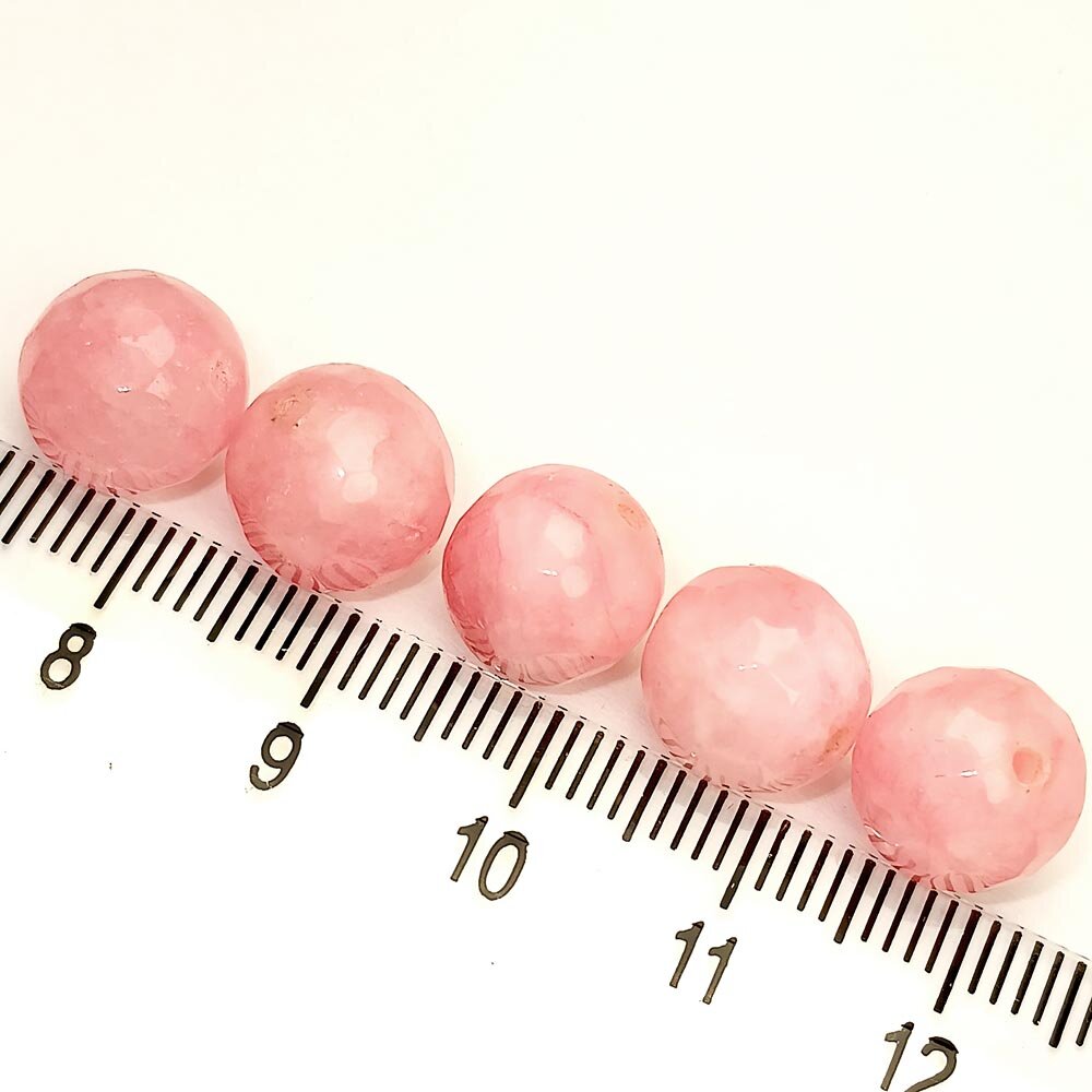 Натуральная бусина Агат светло-розовый 0003907 граненый шарик 10 мм, цена за 4 шт.