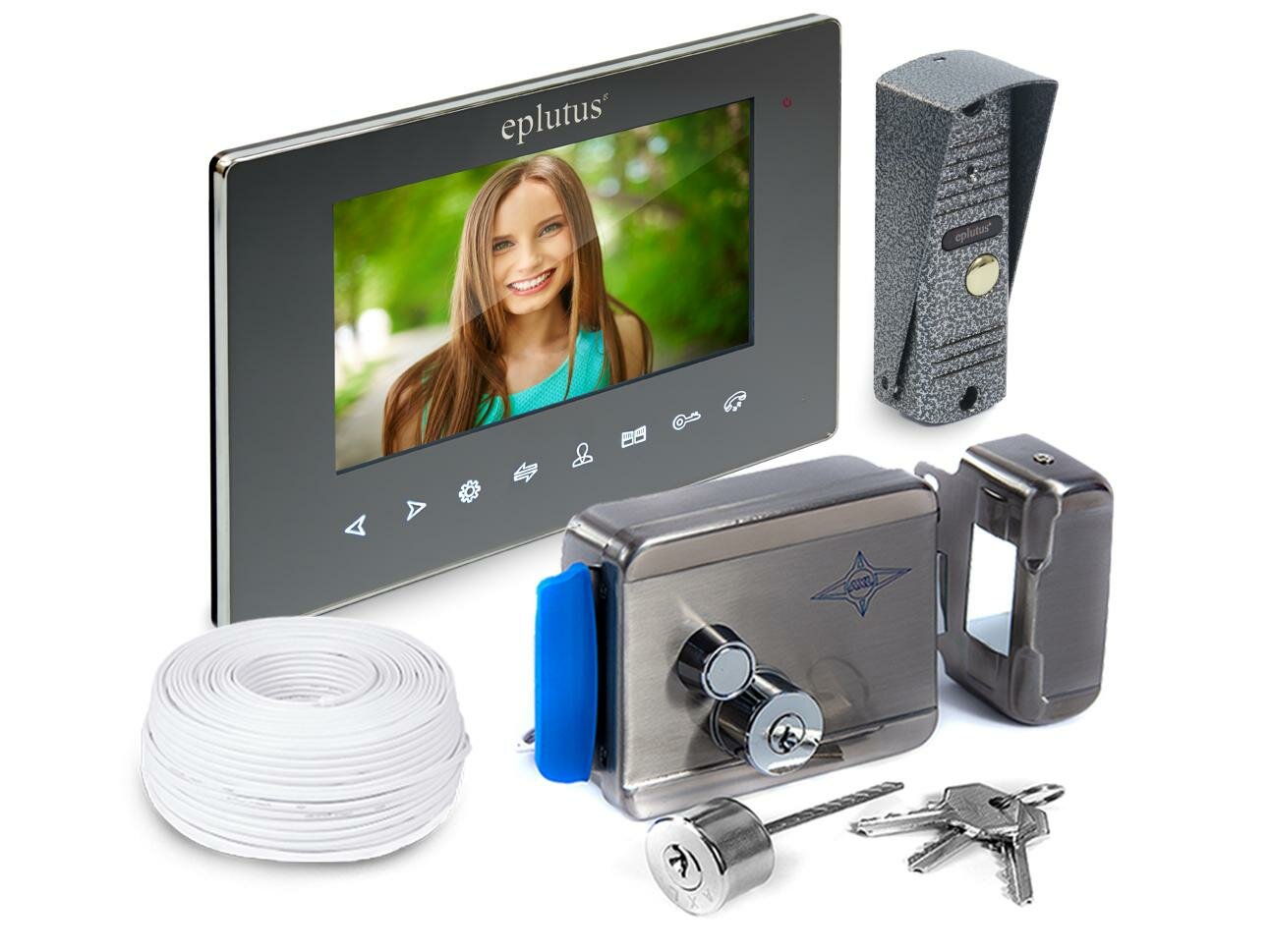 Набор: IP AHD Wi-Fi цветной домофон EP-6814 LG (S10593KOM) и замок Anxing Lock-AX091 и вызывная панель (замок домофон)