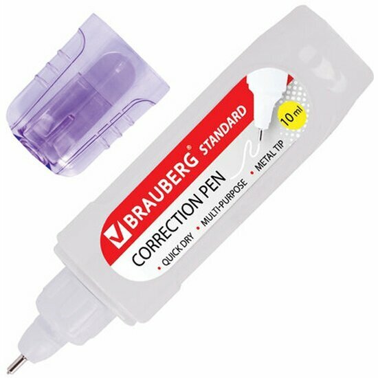 Ручка-корректор Brauberg , 10 мл, металлический наконечник, в упаковке с подвесом, 222059