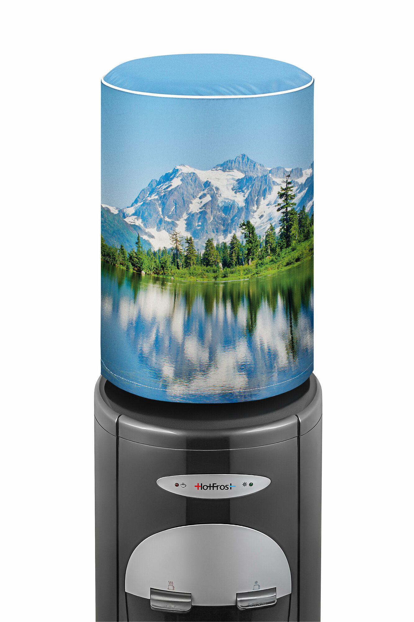 Чехол декоративный DECORATOR аква принт "озеро И горы", для кулера, бутыль 19 л, водонепроницаемый, цвет голубой