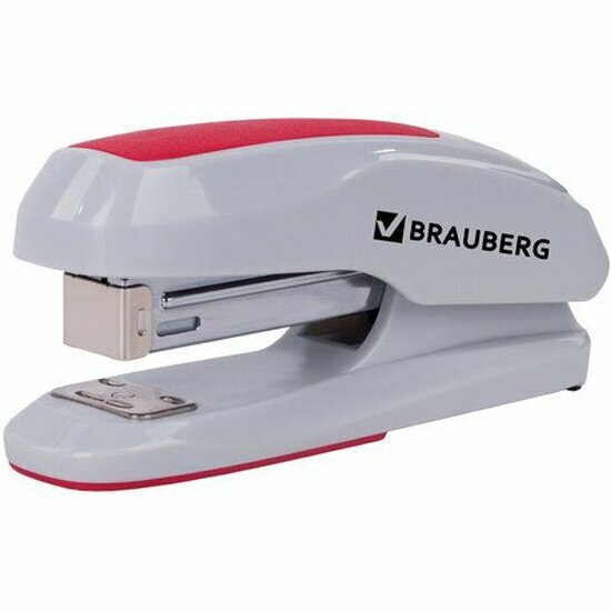 Степлер Brauberg №24/6, 26/6 "Super", до 30 листов, серо-красный