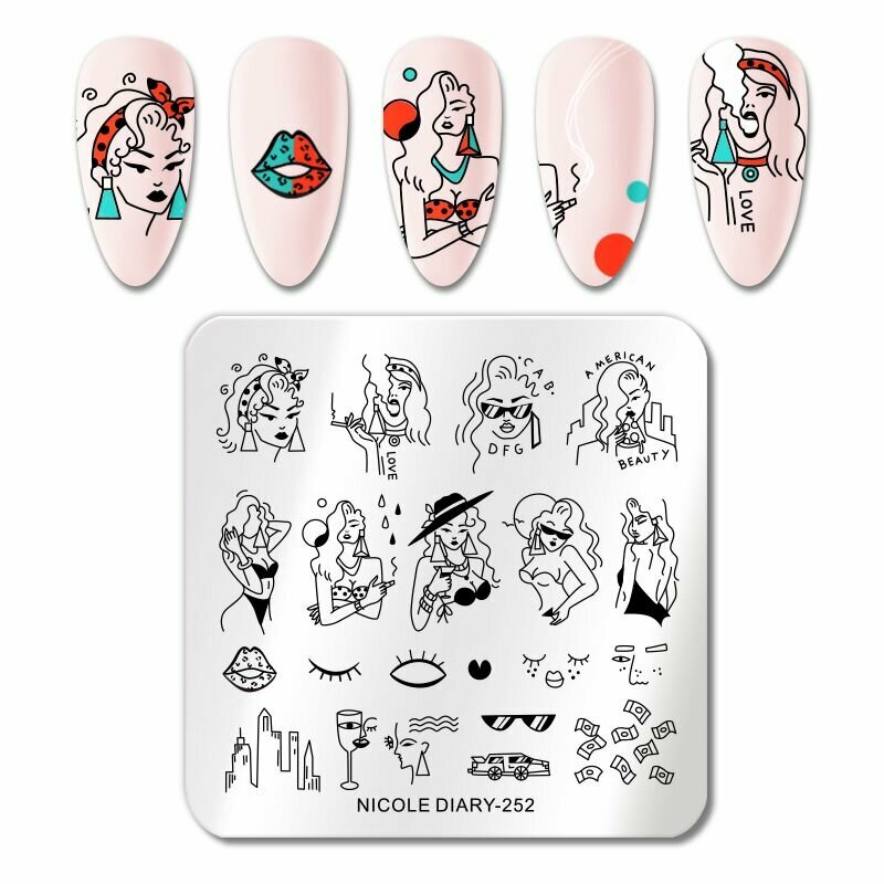 Nicole Diary, Пластина для стемпинга 6*6 см 52065 ND-252, 1 шт