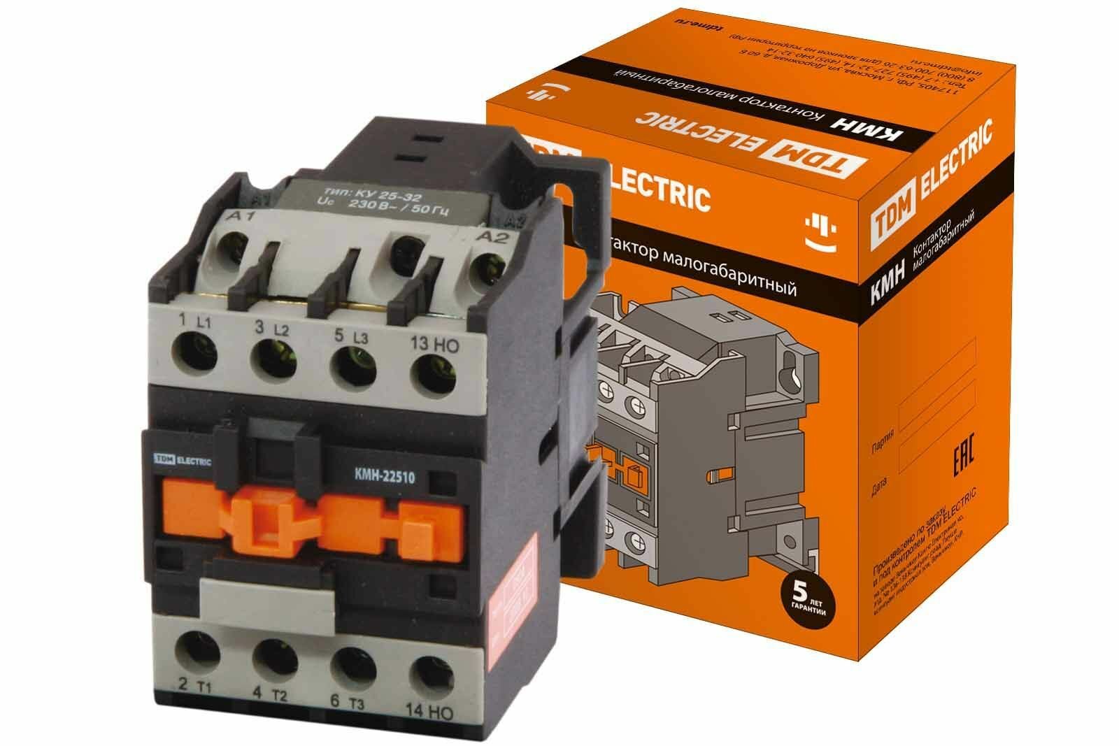 Контактор TDM ELECTRIC КМН-23210 SQ0708-0110, 32A, 36V, 1НО, IP20, пластик