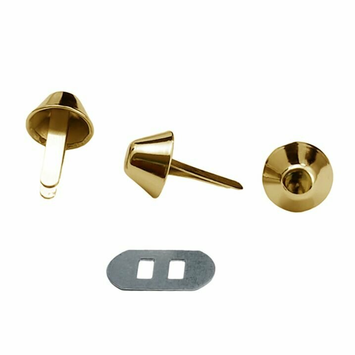 Пукля металлическая (ножки для сумки), размер: 12х6 мм, набор: 10 штук, цвет: золотистый