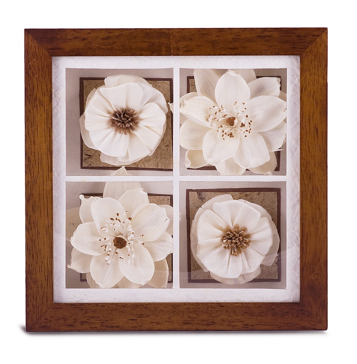 Панно настенное цветы из сухоцветов в деревянной рамке со стеклом