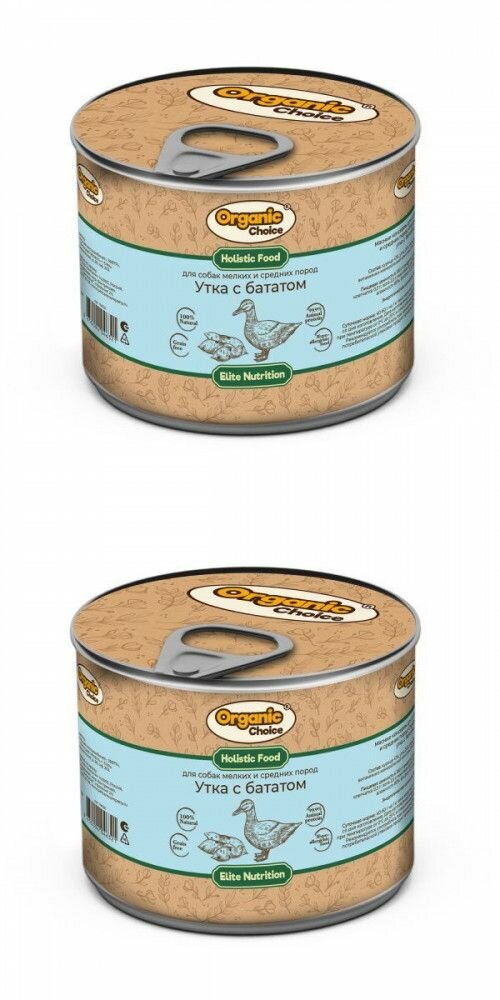 Organic Сhoice консервы для собак мелких и средних пород утка с бататом 240 г, 2 шт.