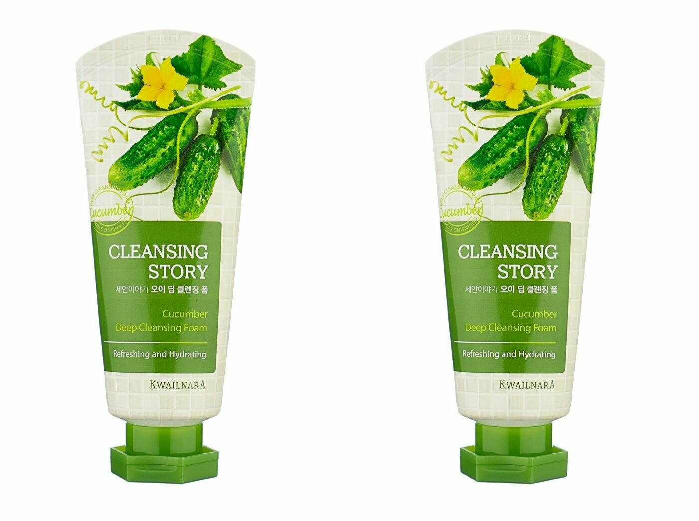 Welcos Kwailnara Пенка для лица с экстрактом огурца Cleansing Story Foam Cleansing, Cucumber, 120 гр, 2 шт