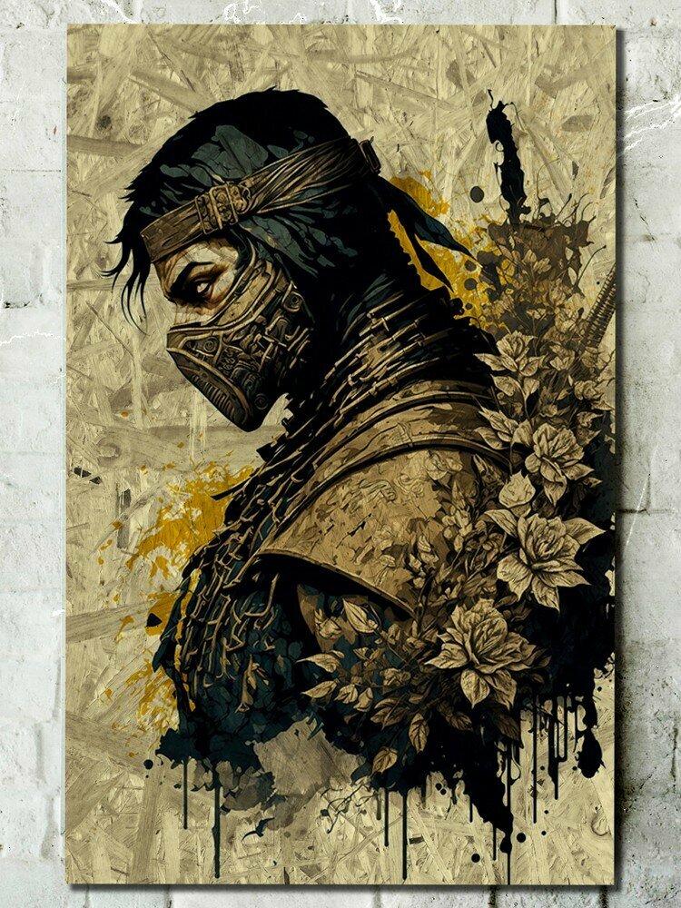 Картина интерьерная на рельефной доске ОСП игра Mortal Kombat Scorpion - 11673
