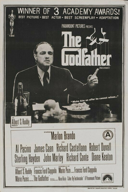 Плакат, постер Крестный отец (The Godfather), Френсис Форд Коппола на бумаге, размер 21х30см
