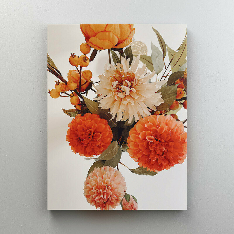 Интерьерная картина на холсте "Букет цветов в теплых оттенках" размер 30x40 см