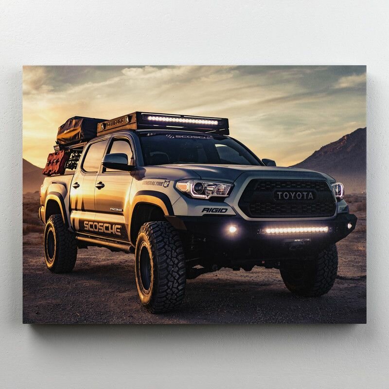 Интерьерная картина на холсте "Toyota Tacoma - Пикап в поле" размер 30x22 см