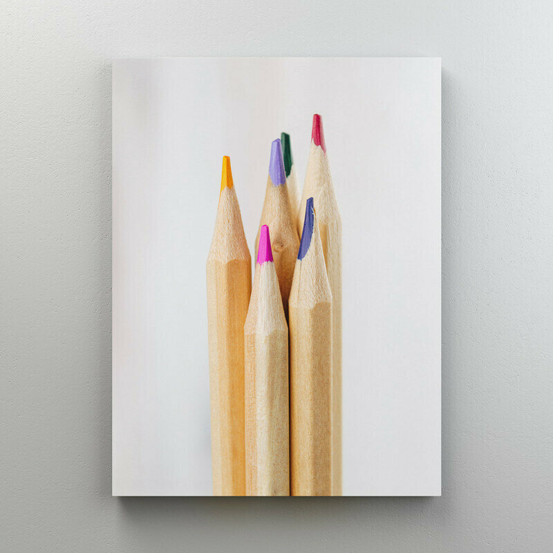 Интерьерная картина на холсте "Разноцветные карандаши", размер 22x30 см