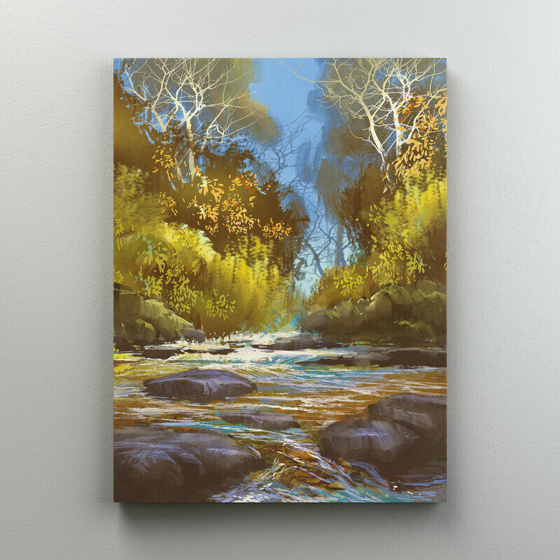 Интерьерная картина на холсте "Каменистый ручей" размер 45x60 см