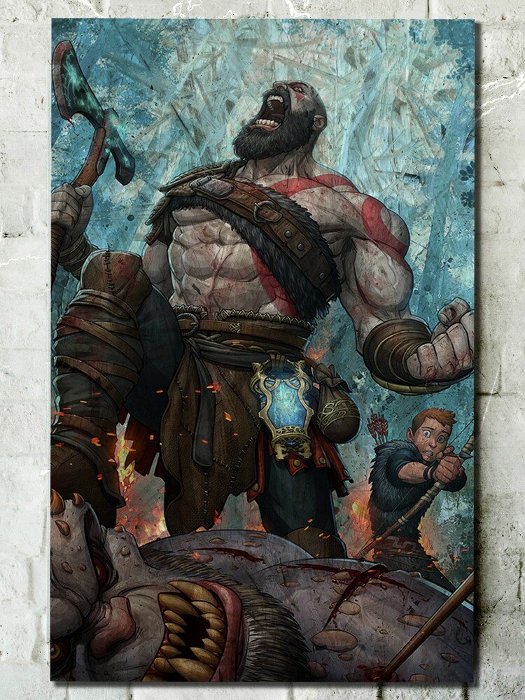 Картина интерьерная на рельефной доске ОСП Игры God of War IV - 14207