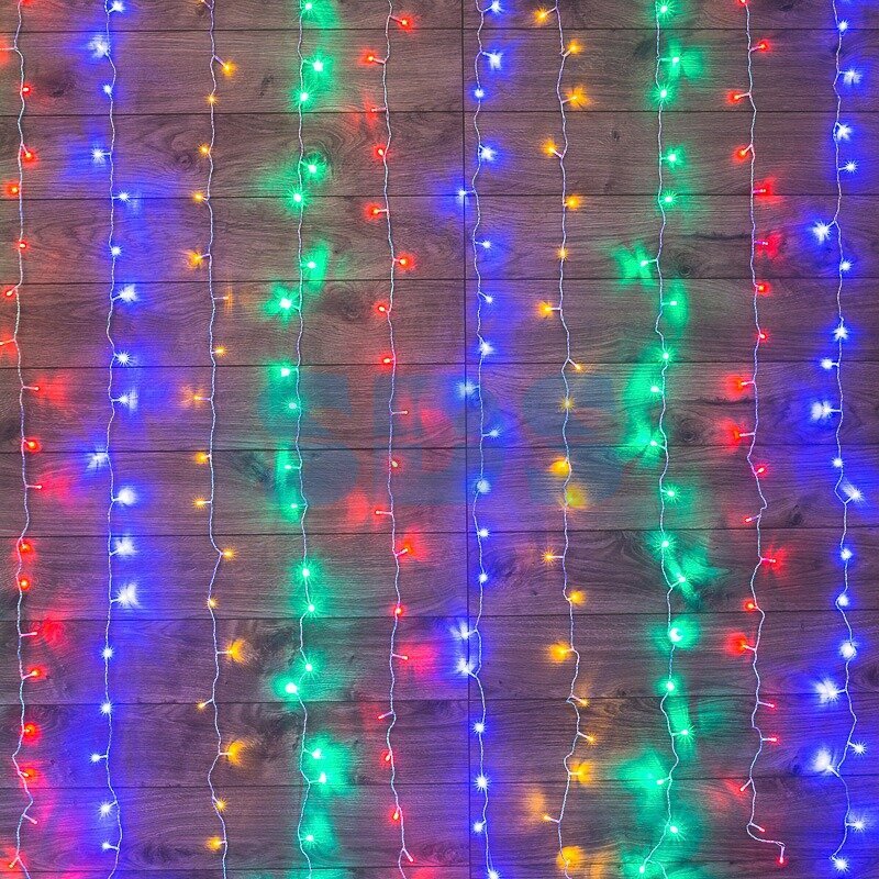 Лампы светодиодные Neon-Night Гирлянда Светодиодный Дождь 3х2 м, свечение с динамикой, прозрачный провод, 230 В, диоды мультиколор