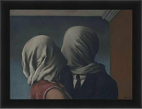 Плакат, постер The Lovers. Рене Магритт на бумаге, размер 21х30см