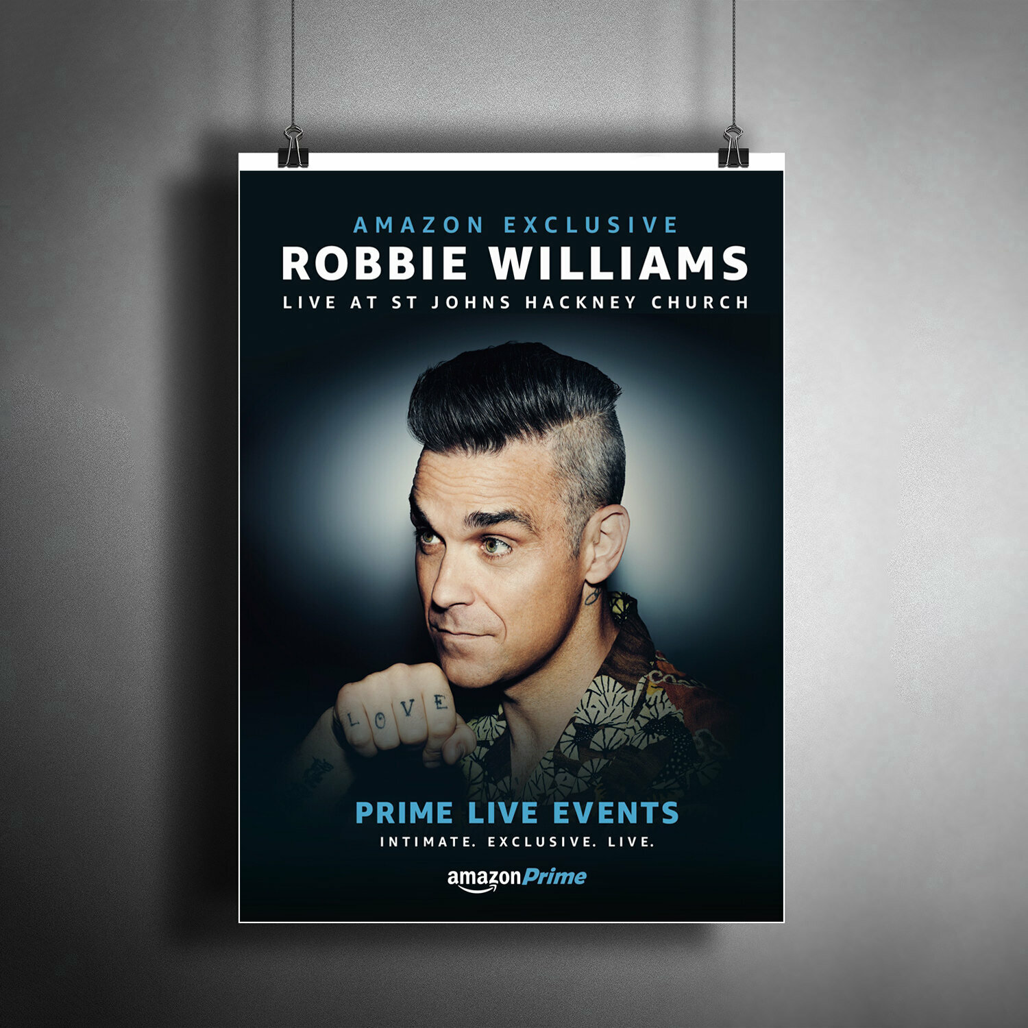 Постер плакат для интерьера "Музыка: Британский певец Робби Уильямс (Robbie Williams)" / A3 (297 x 420 мм)