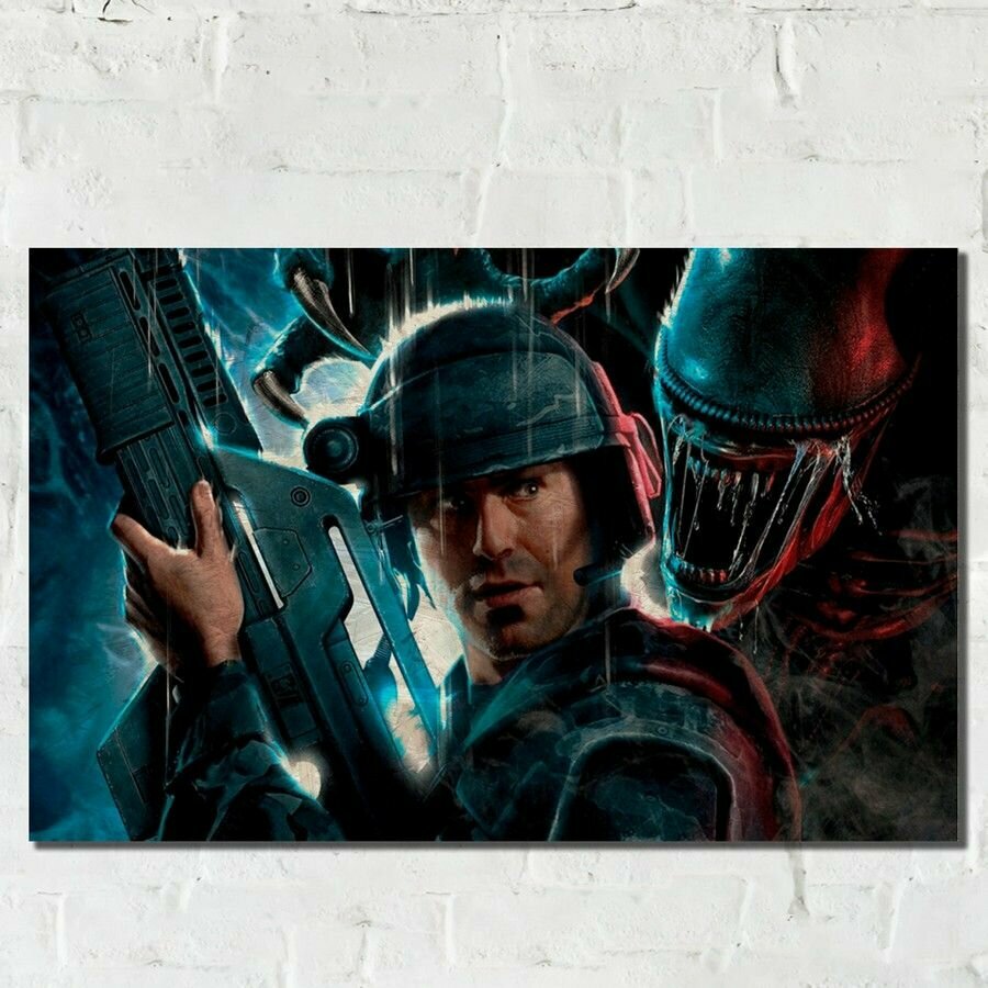 Картина интерьерная на рельефной доске, рисунок ОСП игра Aliens Colonial Marines - 11350