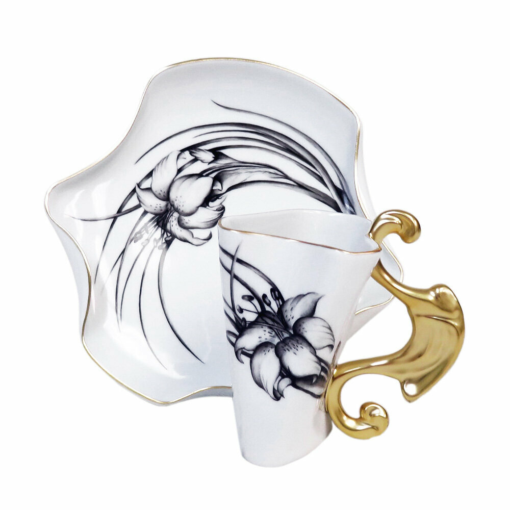 Чашка кофейная 150 мл с блюдцем. Rudolf Kampf Дали "Черный цветок"