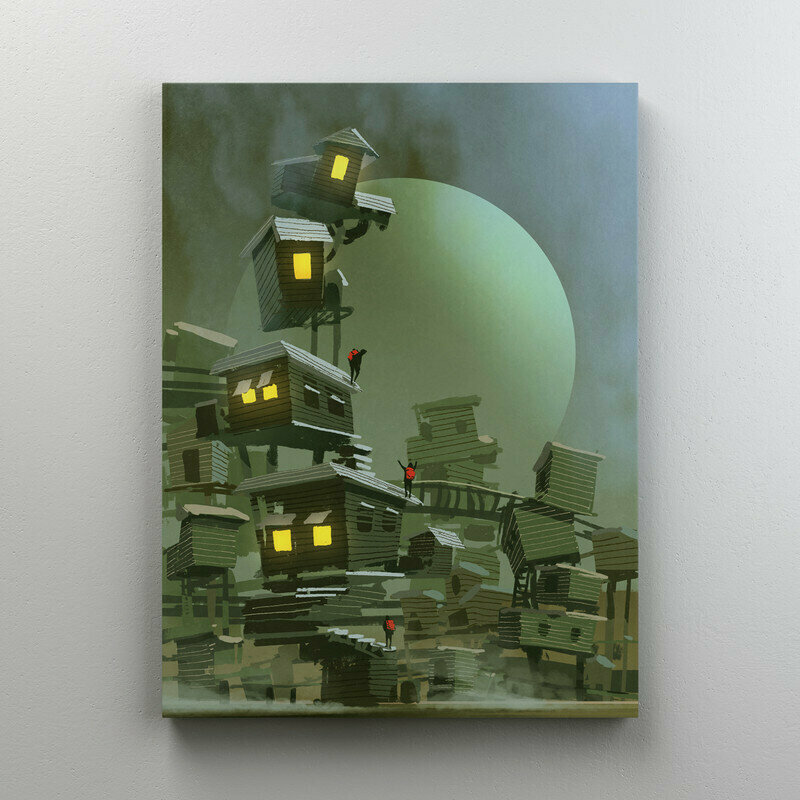 Интерьерная картина на холсте "Маленькие домики" размер 45x60 см