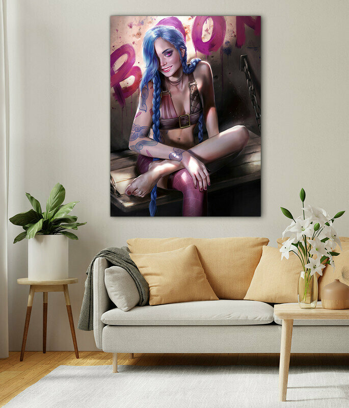 Интерьерная картина на холсте "League of legends Jinx - Джинкс Аркейн" размер 22x30 см