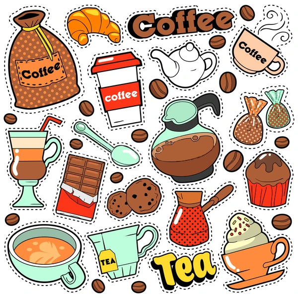 Наклейки стикеры Кофейный набор