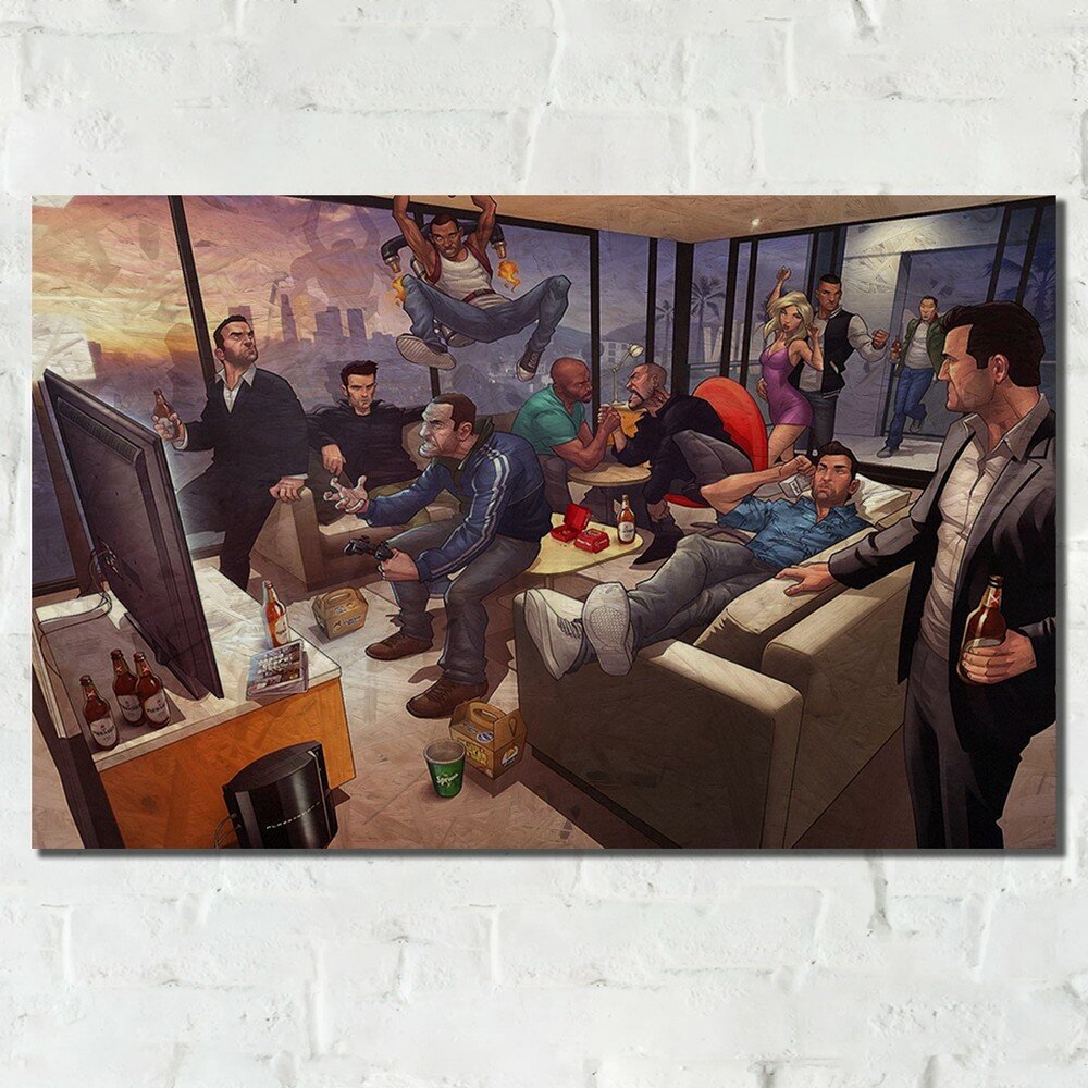 Картина интерьерная на рельефной доске ОСП Игра GTA 4 Liberty City - 14115
