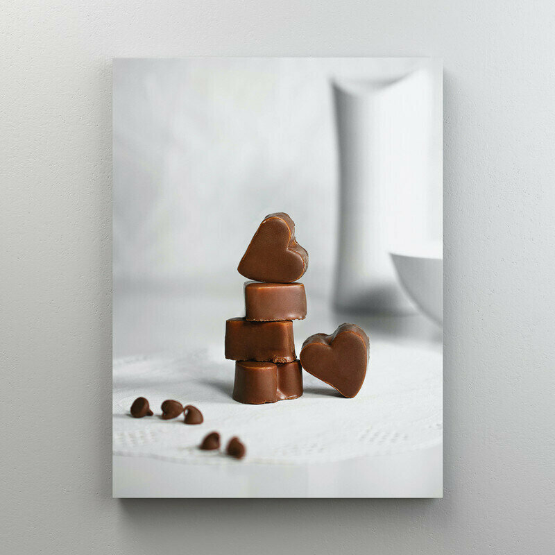 Интерьерная картина на холсте "Шоколадные конфеты" для кухни, кафе и ресторанов, размер 45x60 см