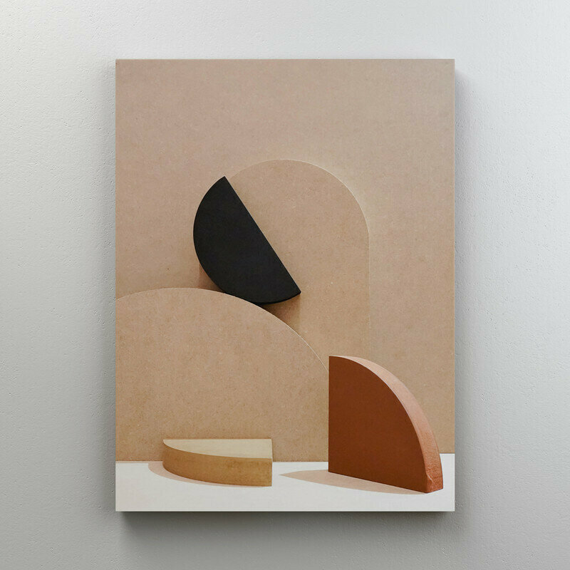 Интерьерная картина на холсте "Натюрморт в скандинавском стиле - геометрические фигуры" размер 22x30 см