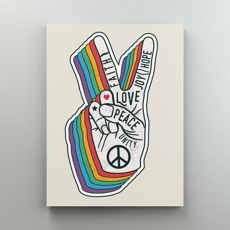 Интерьерная картина на холсте "Винтажный постер - Знак Пис - пацифик" размер 22x30 см