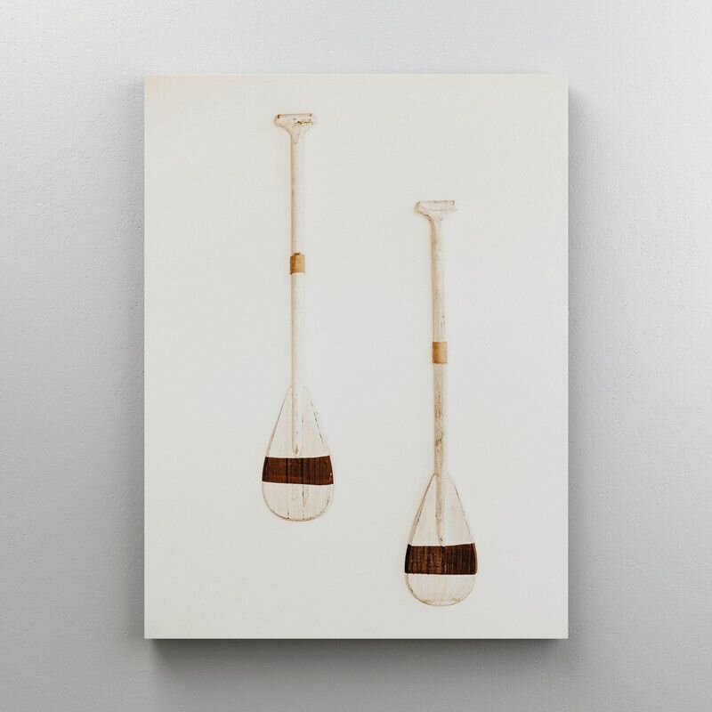 Интерьерная картина на холсте "Постер в скандинавском стиле - два белых весла" размер 45x60 см