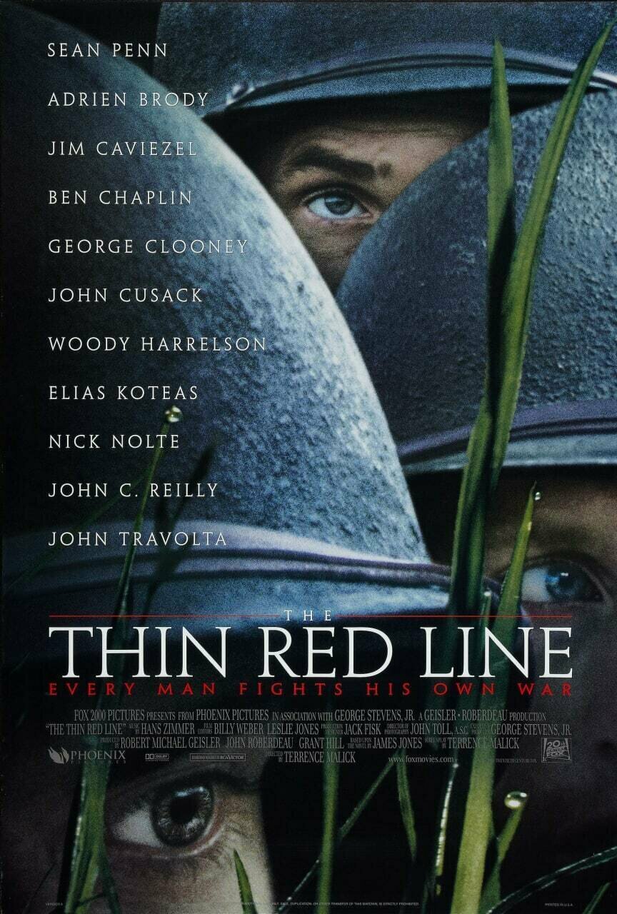 Плакат, постер Тонкая красная линия (The Thin Red Line, 1998г) на бумаге, размер 21х30см