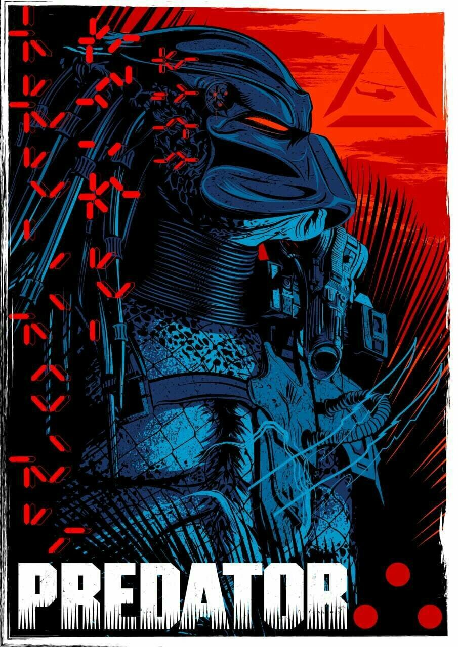 Плакат, постер Хищник (Predator, 1987г) на бумаге, размер 21х30см