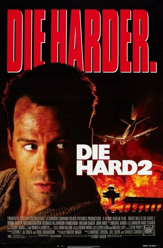 Плакат, постер Крепкий орешек 2 (Die Hard 2), Ренни Харлин на бумаге, размер 21х30см