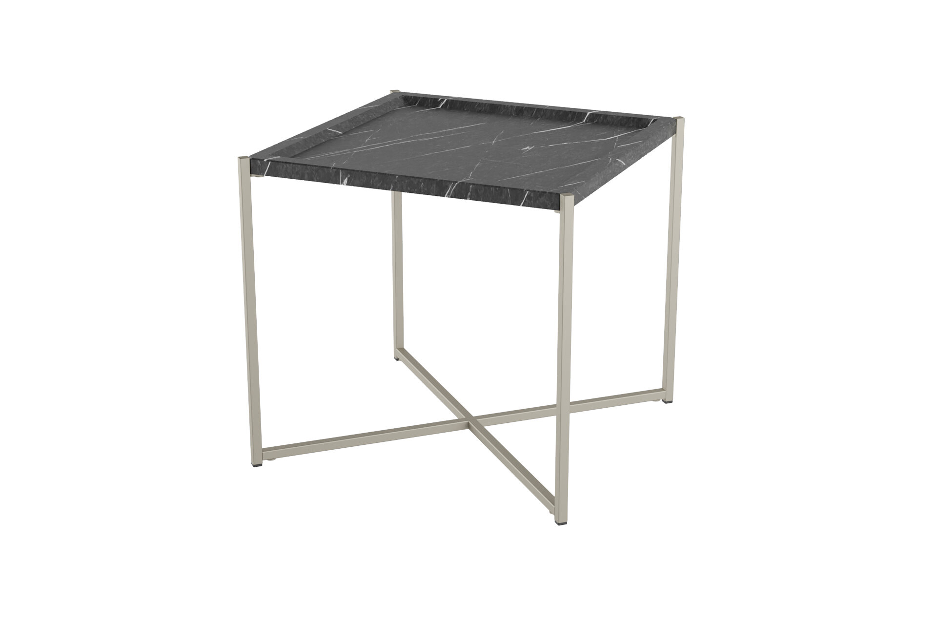 Стол журнальный "Стефан" (черный мрамор), 52х52х50 см, металл/МДФ