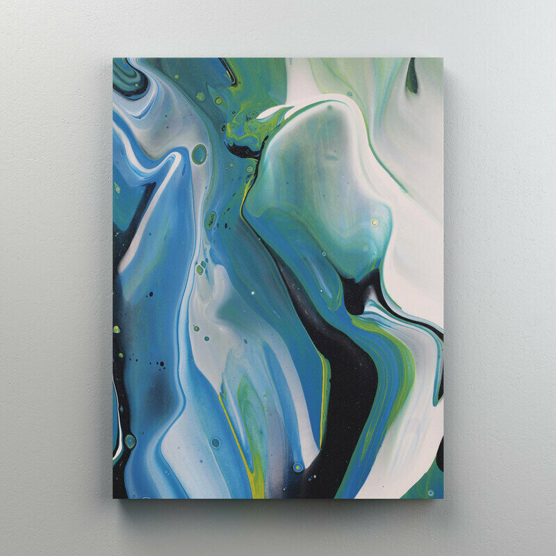 Интерьерная картина на холсте "Красивые синие разводы - абстракция" размер 45x60 см