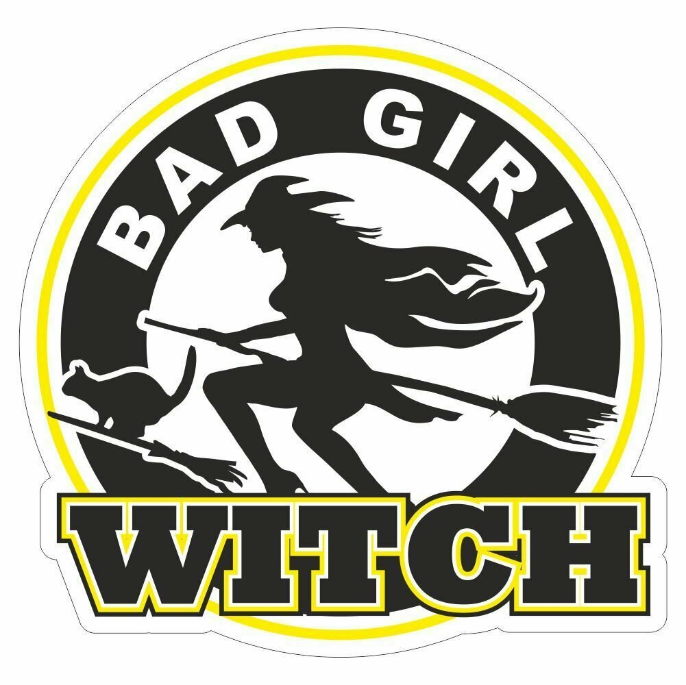 Наклейка круг "WITCH"(bad girl), 100х100мм, синяя, Арт рэйсинг