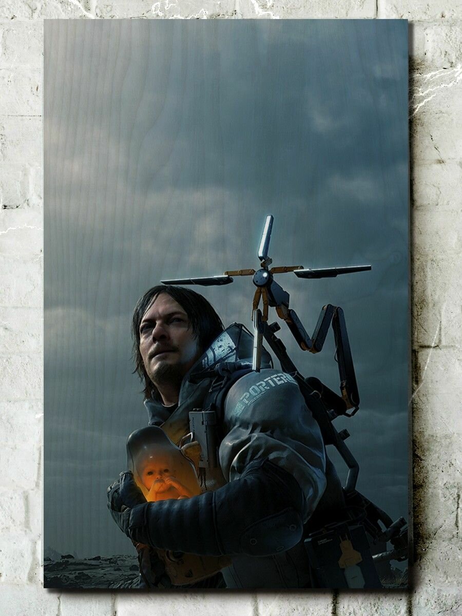 Картина интерьерная на дереве Death Stranding Норман Ридус, Кодзима гений - 14155