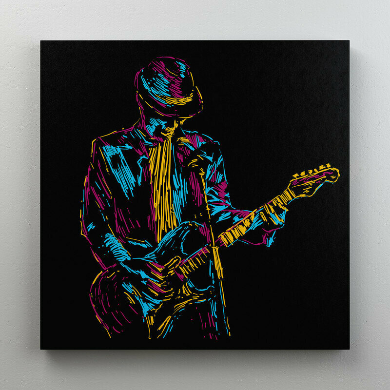 Интерьерная картина на холсте "Постер в стиле поп-арт - джаз музыкант" размер 25x25 см