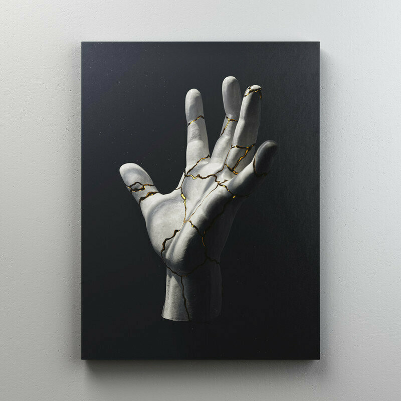 Интерьерная картина на холсте "Скульптура руки", размер 22x30 см