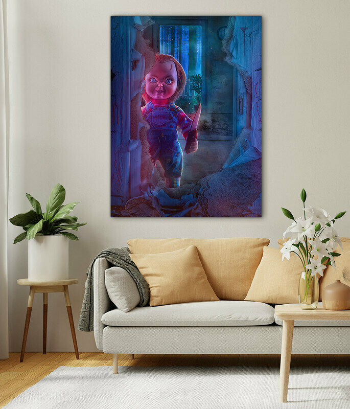 Интерьерная картина на холсте "Игрушка Чаки - фильмы ужасов" размер 45x60 см