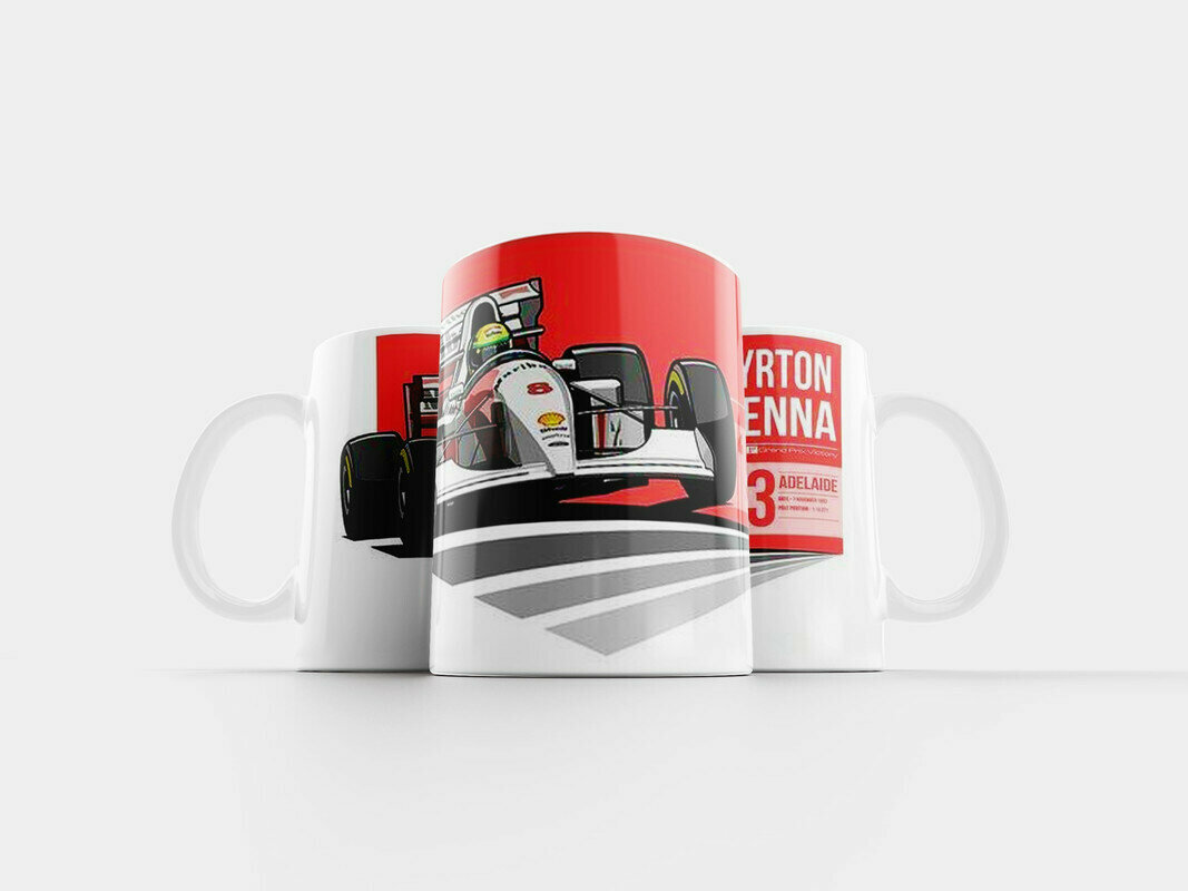 Кружка большая белая с принтом Авто AYRON SENNA/Айртон Сенна ,330 мл