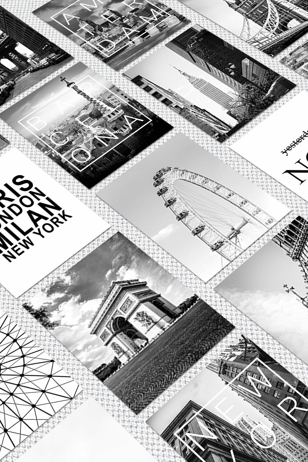 Постеры для интерьера Postermarkt, Набор постеров 20 шт, 15х21 см, Коллаж Архитектура