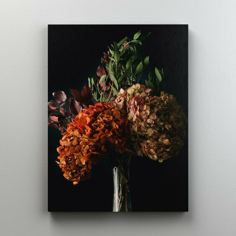 Интерьерная картина на холсте "Букет из сухих гортензий" размер 22x30 см