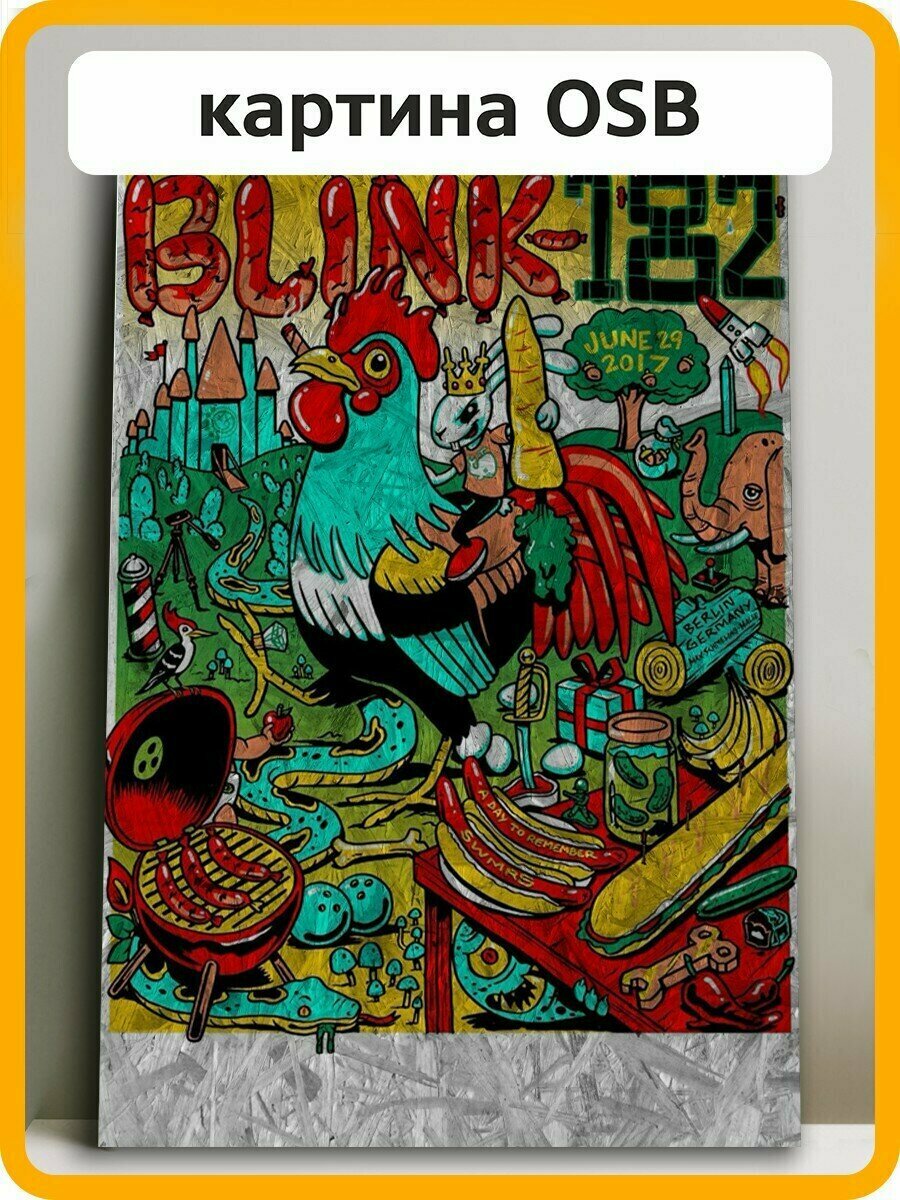 Картина интерьерная на рельефной доске, рисунок музыка blink 182 блинк 182 - 5306 В